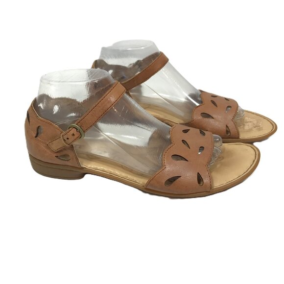 Born | Shoes | Born Open Toe Ankle Strap Cut Out Sandals Tan Leather Sz ...